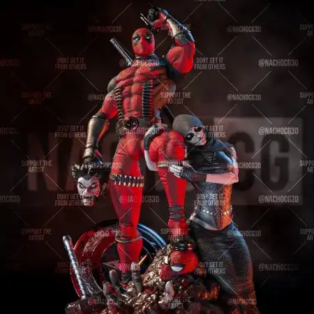 Deadpool Kills Marvel Statue + Bust - STL 3D print files