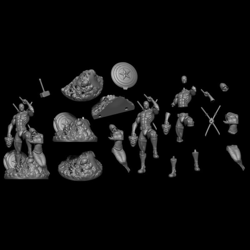Deadpool Kills Marvel Statue + Bust - STL 3D print files