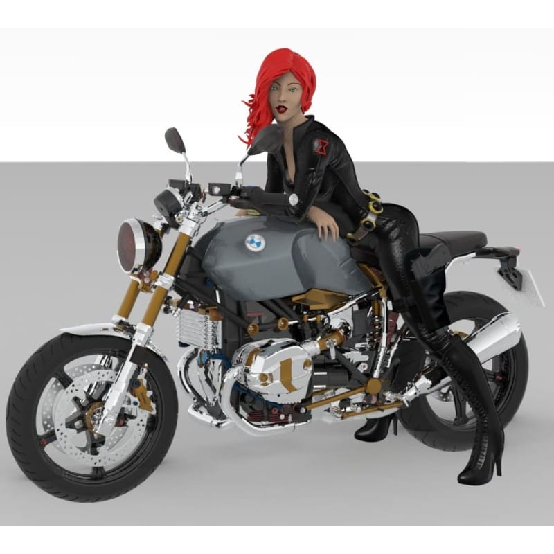 Black Widow on Motorcycle - STL 3D print files