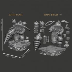Big Daddy and Little Sister Bioshock Chibi - STL 3D print files