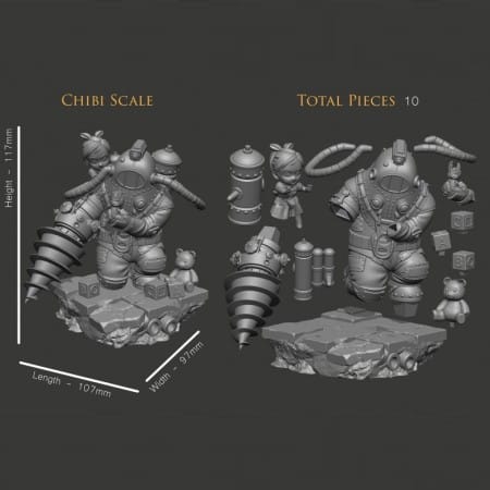Big Daddy and Little Sister Bioshock Chibi - STL 3D print files
