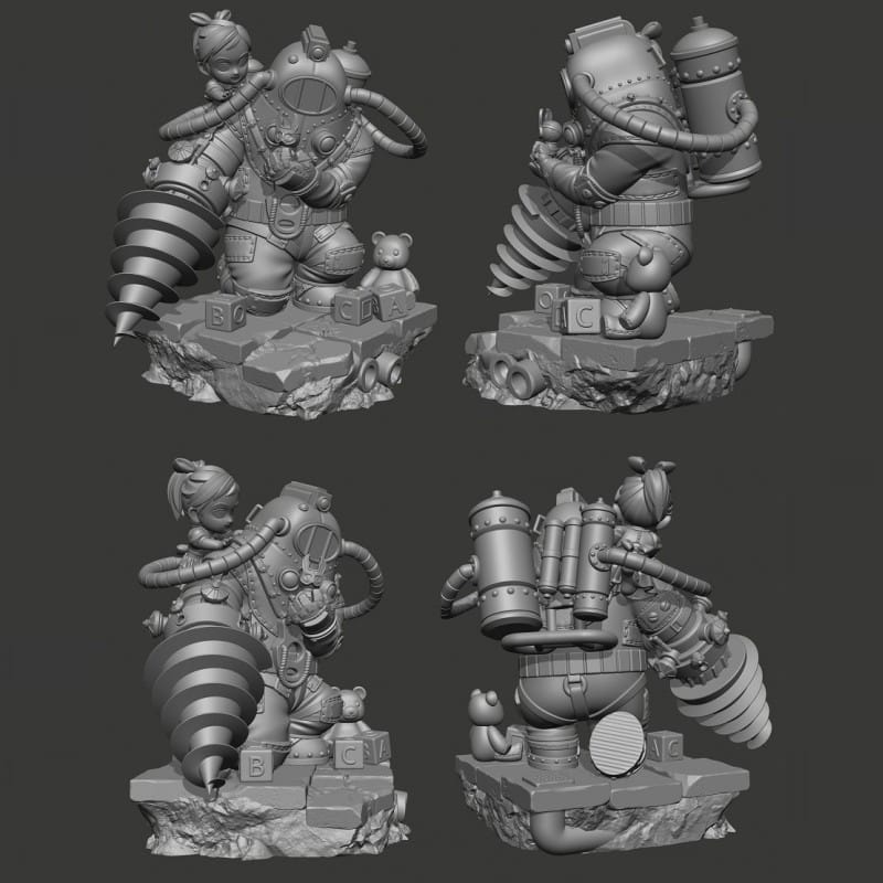 Big Daddy and Little Sister Bioshock Chibi - STL 3D print files